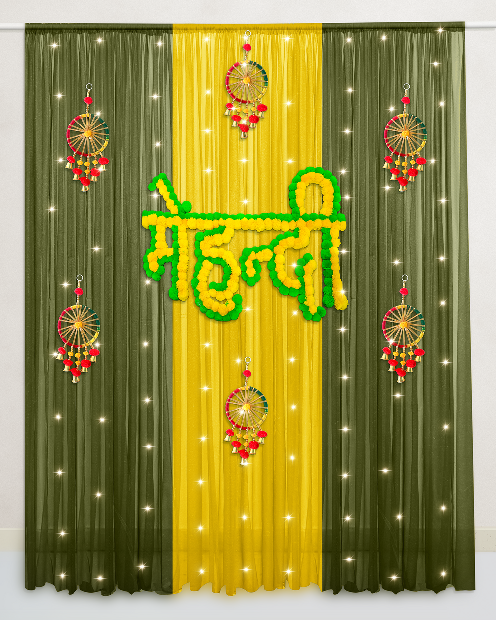 Yellow & green Backdrop mehendi Celebration!"
