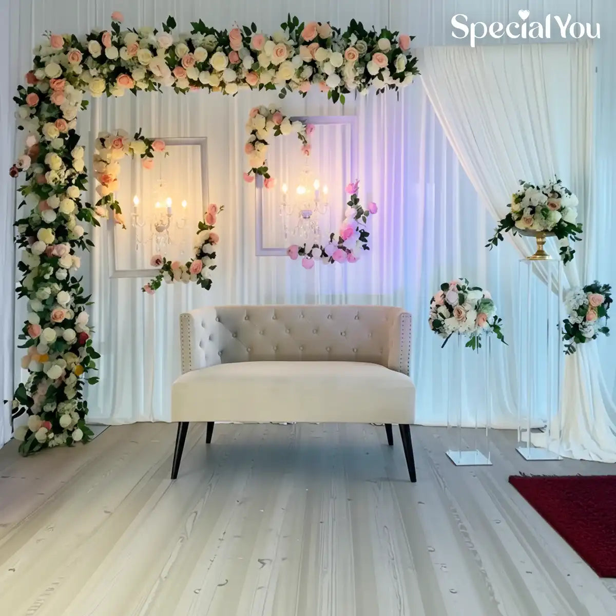 Luxury Floral Arch Backdrop Decor for Wedding, Ceremony & Events