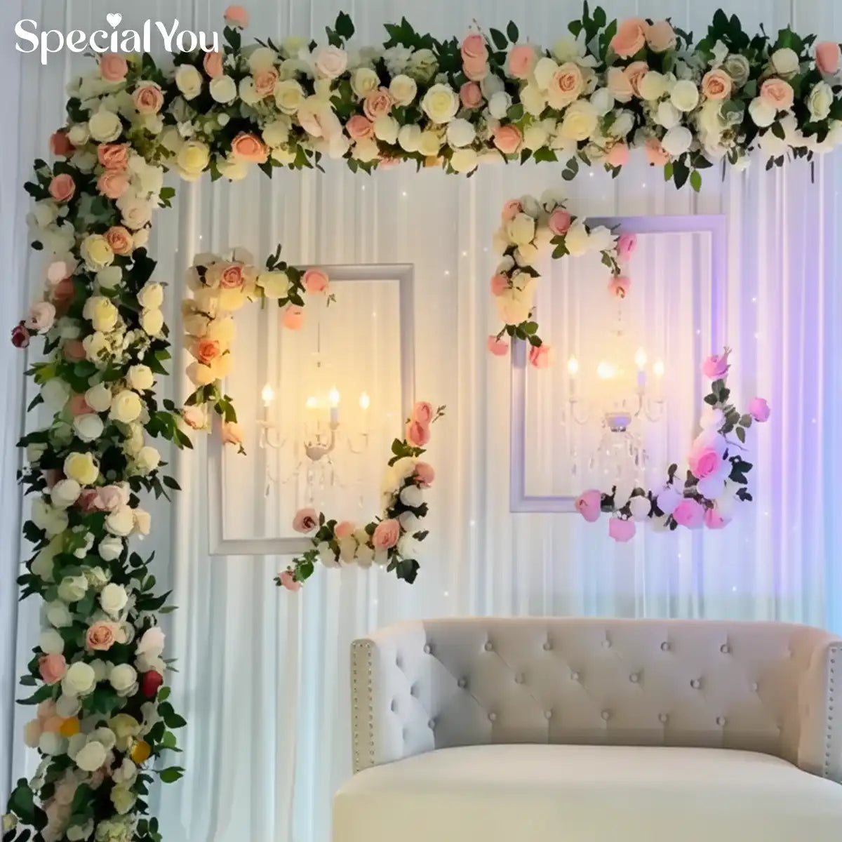 Luxury Floral Arch Backdrop Decor for Wedding, Ceremony & Events