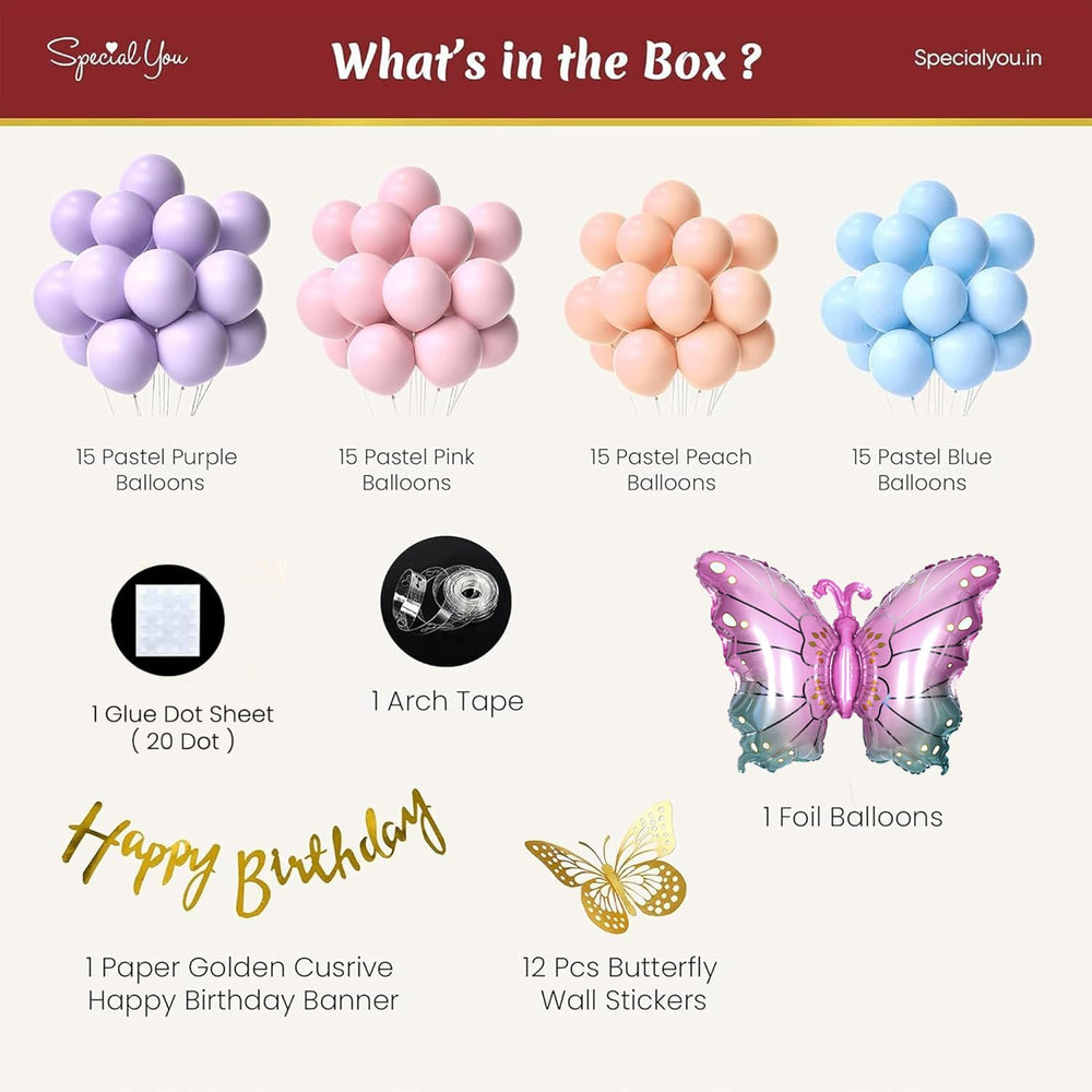 Pastel theme butterfly birthday Decor Kit