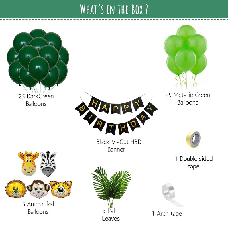 Jungle theme birthday decoration for kids with jungle faces foil ballo