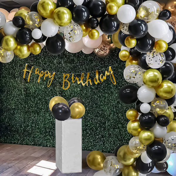 Black & White theme birthday decoration Kit with golden balloons