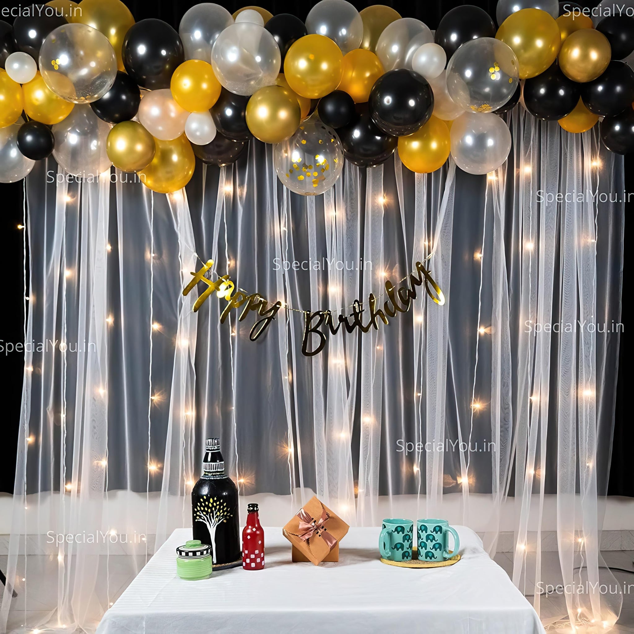 Vibrant black & golden Birthday decor Kit