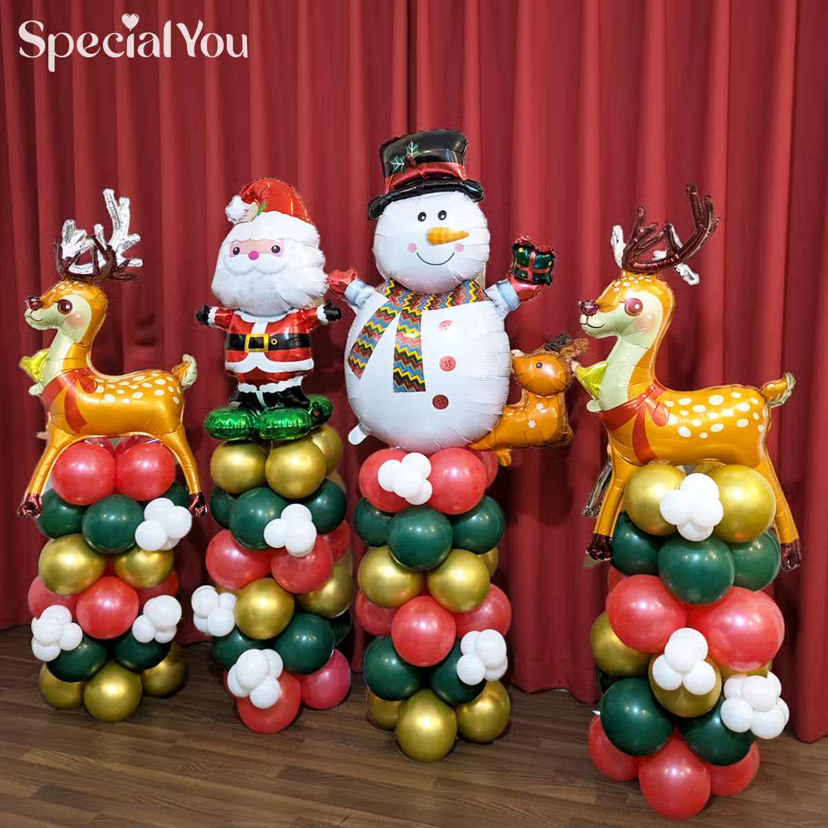 Santa & Snowman Christmas Balloon Pillar Decor | SpecialYou