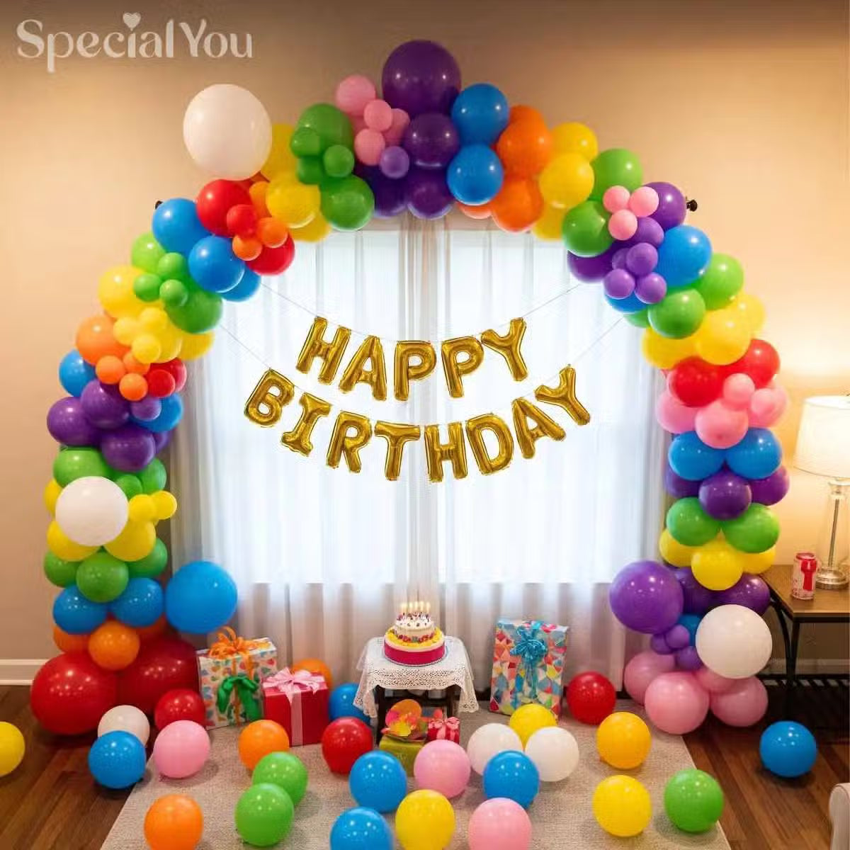 Rainbow Birthday Balloon Decoration – Colorful Arch Setup | Special You